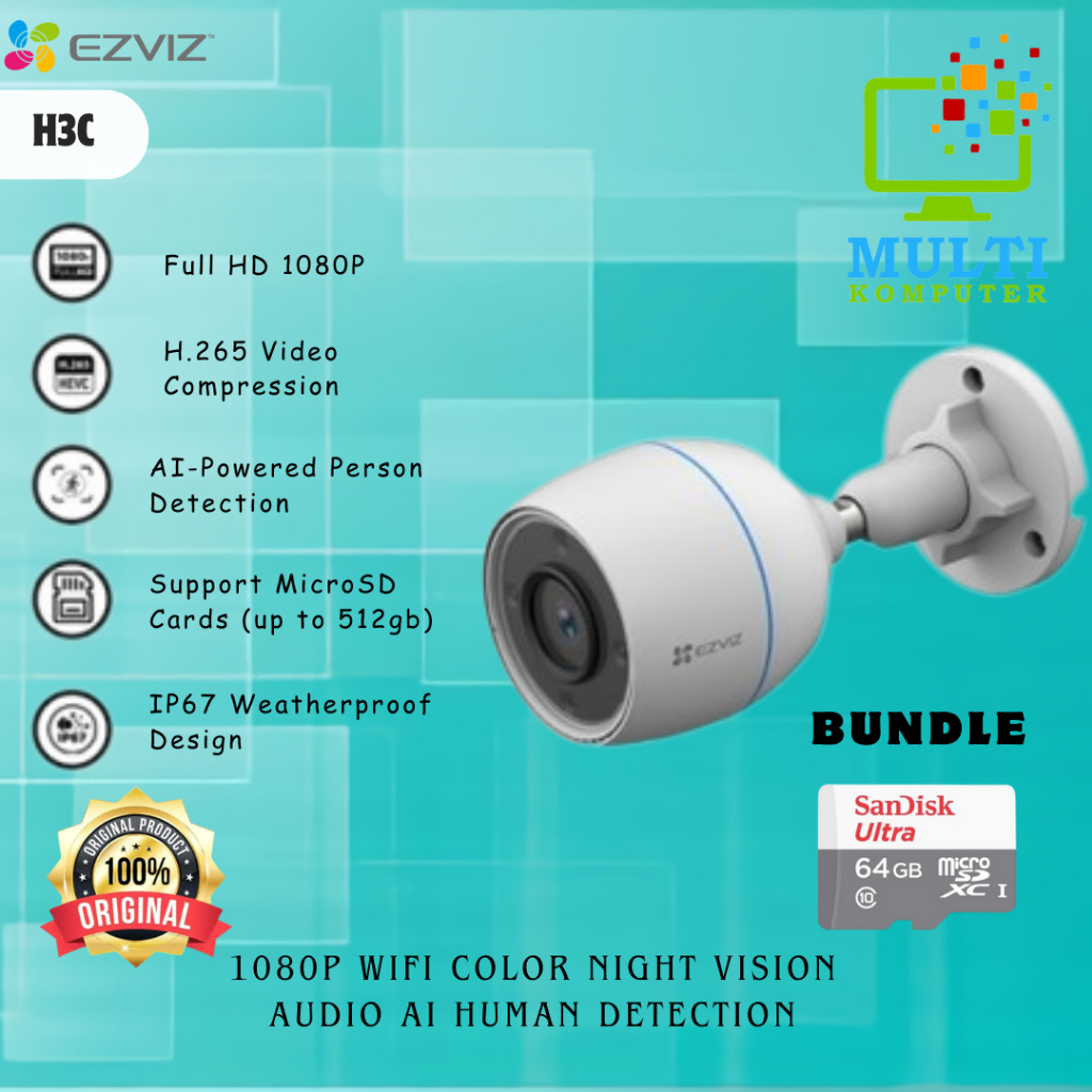 Jual EZVIZ H3C COLOR 1080P WIFI COLOR NIGHT VISION AUDIO AI HUMAN ...