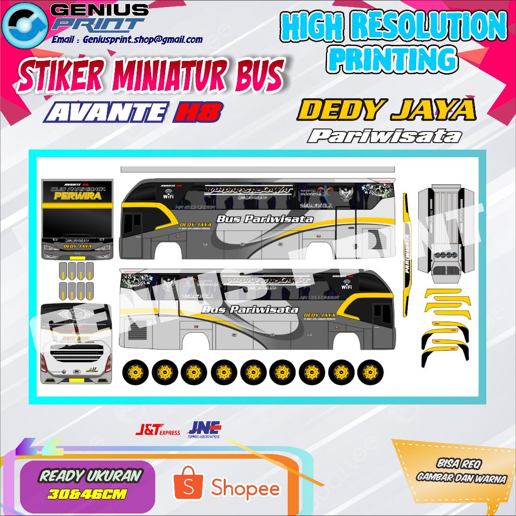 Jual Stiker A3 Miniatur Bus Avante H8 Livery Dedy Jaya | Epa Star ...