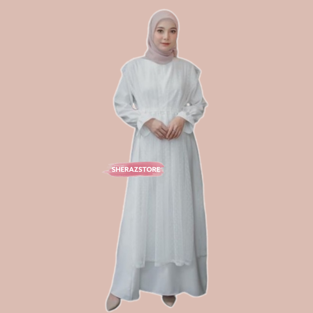 Jual Violita White - Gamis Set Tile Putih Jumbo Ld 92 98 104 110 120 130 140 Gamis Dress Pesta ...