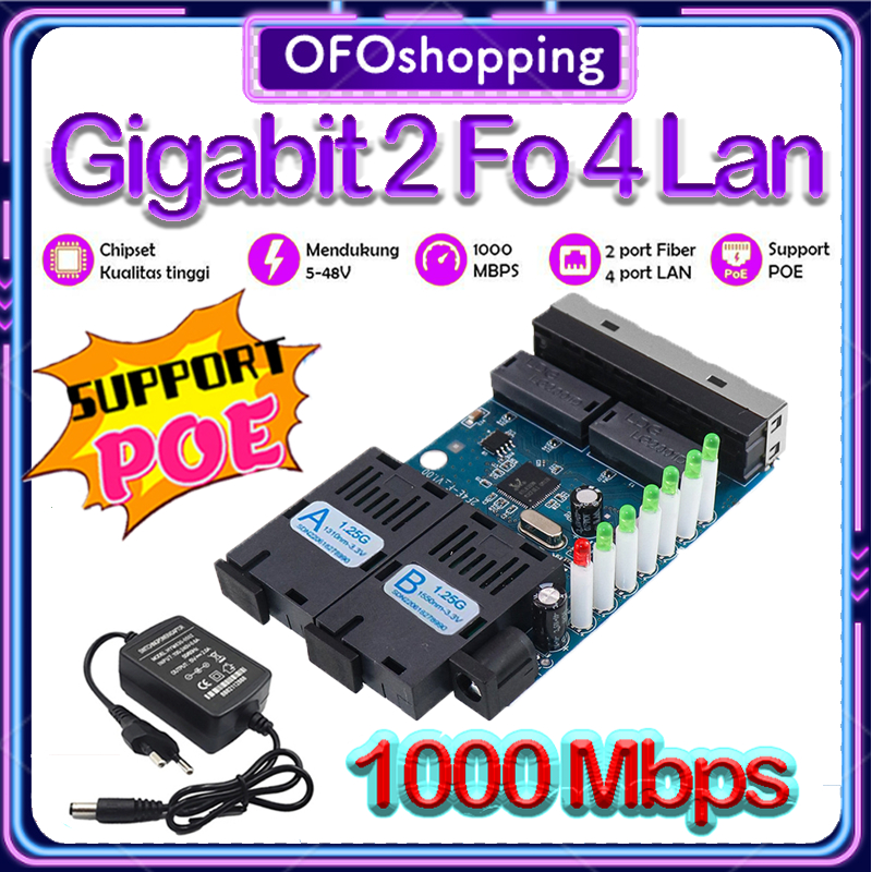 Jual 【POE】PCB Htb Gigabit 2 Fo Gigabit HTB 2 Fo 4 LAN 2G4E Gigabit ...