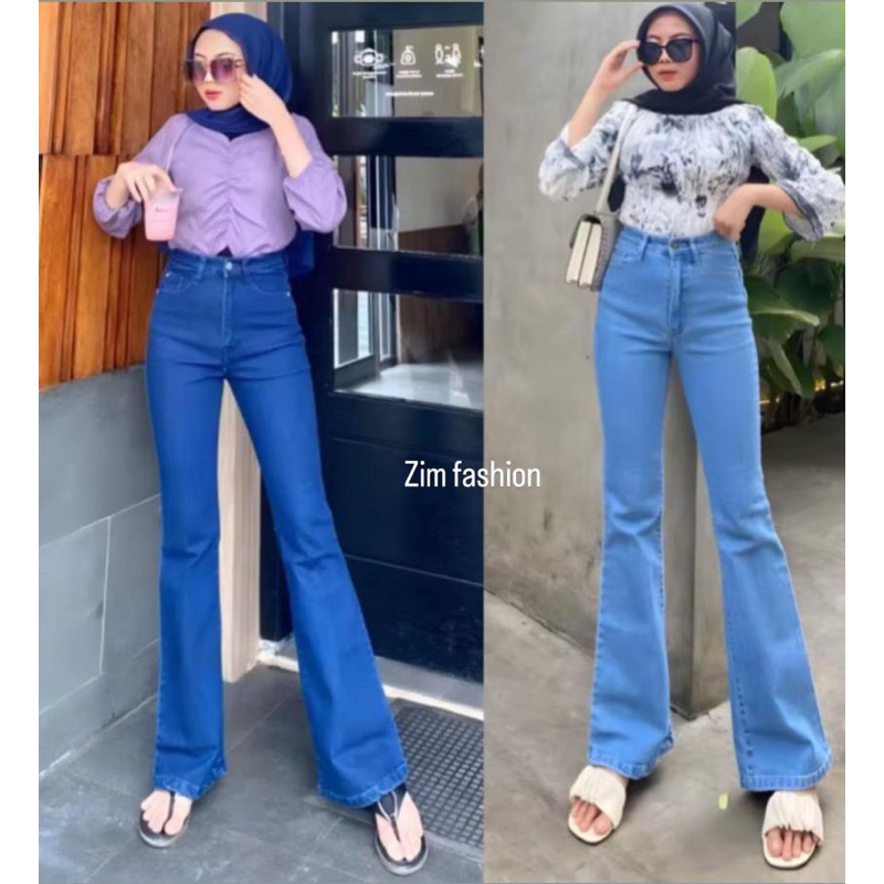Jual HW Cutbray Jeans Wanita - Celana Cutbray Strecht Kekinian - Cutbray Flared- Streetch ...