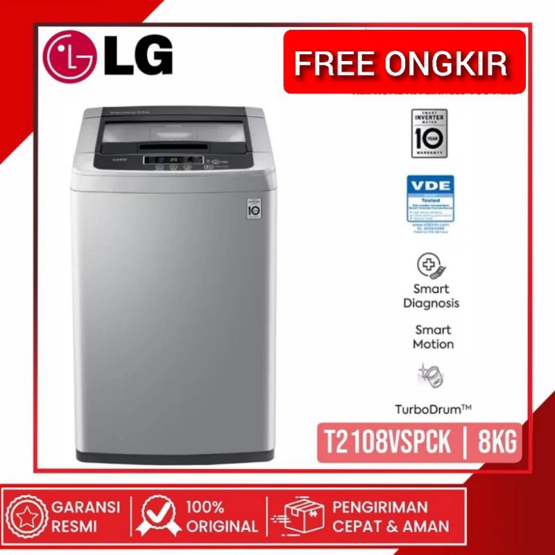 Jual MESIN CUCI 1 TABUNG LG TOP LOADING 8 KG 8KG T2108VSPCK INVERTER | Shopee Indonesia