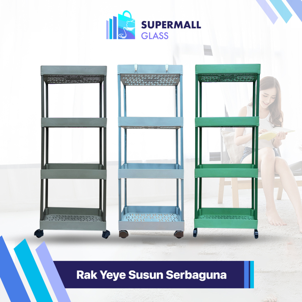 Jual [SG] COD Rak Persegi Dapur Plastik 4 Susun Warna Baru / Rak Yeye ...