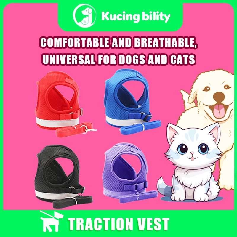 Jual Rompi Baju Kucing Cat Leash Harness dada kucing tali hewan ...
