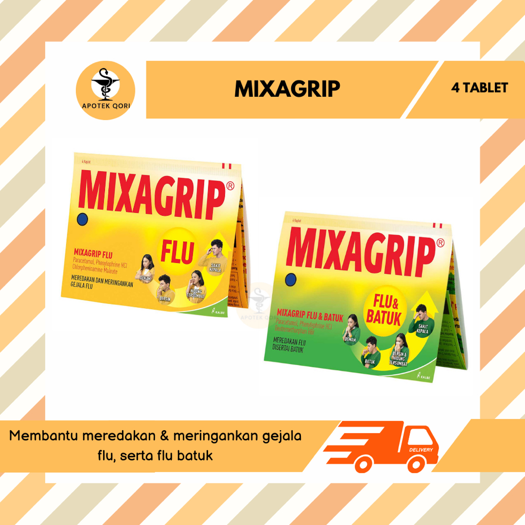 Jual MIXAGRIP FLU BATUK/MIXAGRIP FLU STRIP @ 4 TABLET/MERINGANKAN FLU ...