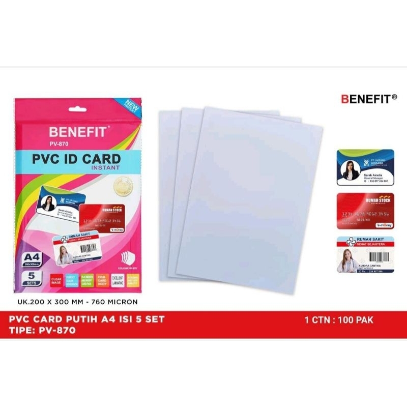 Jual PVC Id Card Benefit / Printable Card Benefit (1pak isi 5set) | Shopee Indonesia
