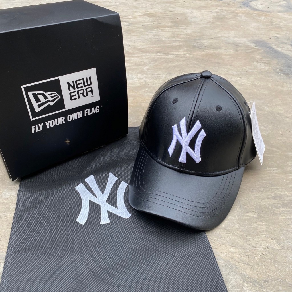 Jual TOPI BASEBALL MLB NY LEATHER WHITE LOGO ORIGINAL BLACK CAPS ...