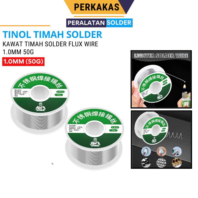 Jual Tinol Timah Solder Sambungan Komponen Elektronik Ukuran 1.0 mm ...