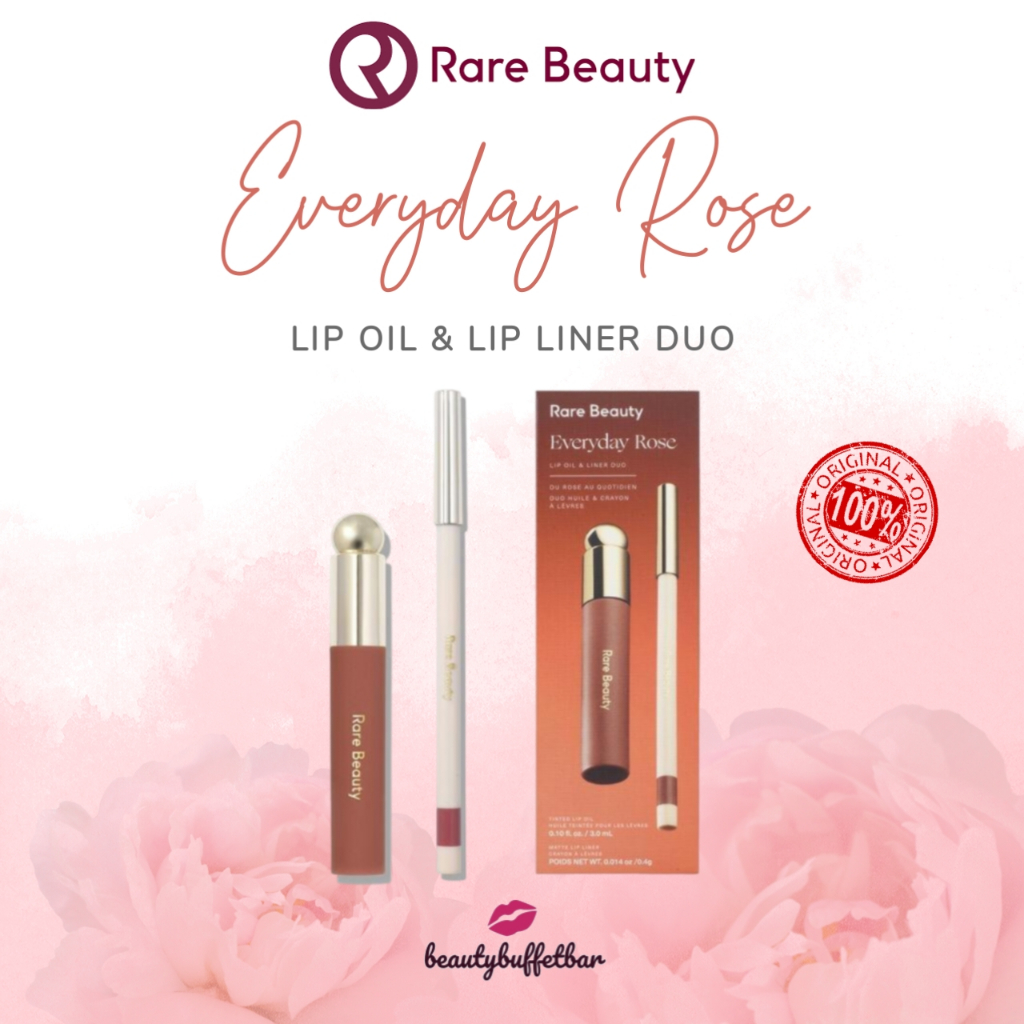Jual Rare Beauty Everyday Rose Lip Oil & Liner Duo | Shopee Indonesia
