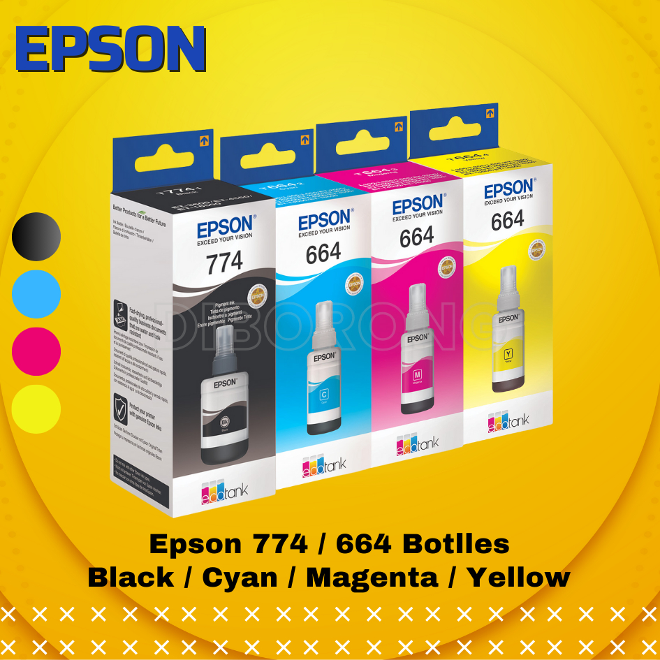 Jual 1 Set Tinta Epson 774 664 Ink Original Pigmen | Shopee Indonesia