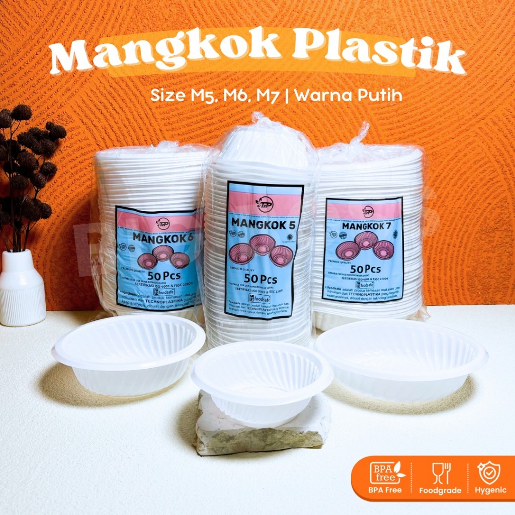 Jual [50PCS] Mangkok Plastik Putih Tahan Panas M5 M6 M7 Food Grade ...