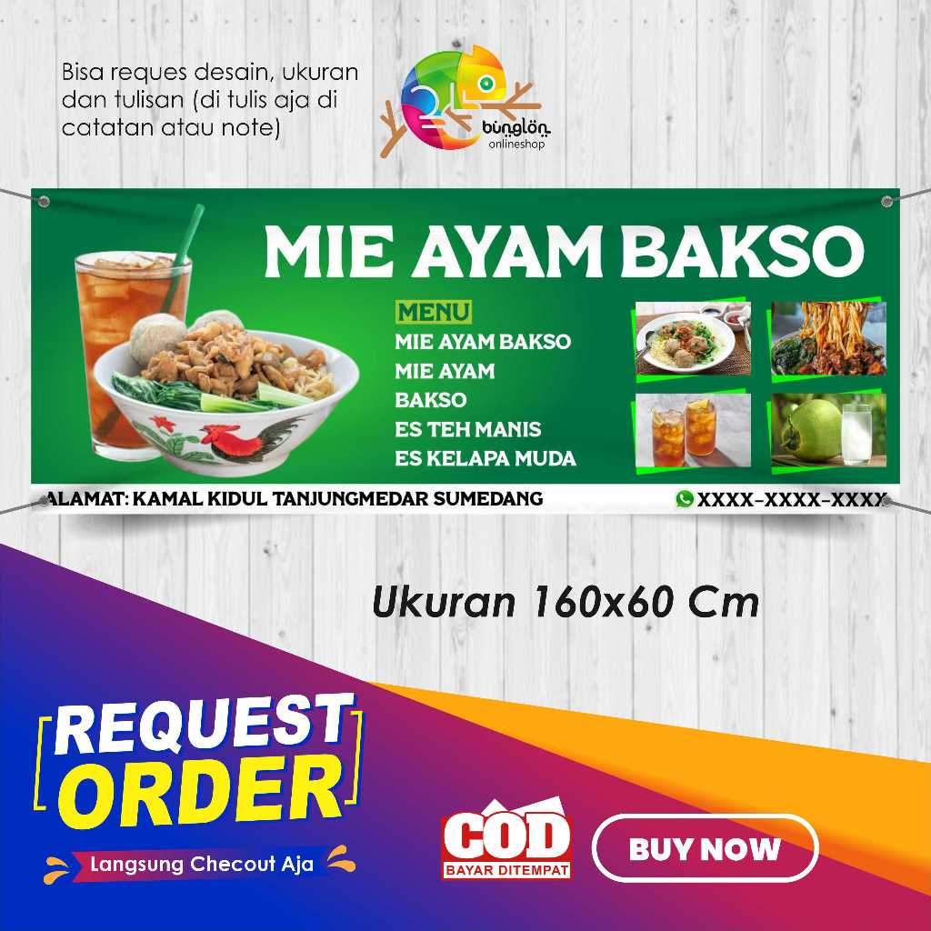 Jual Spanduk 160x60 Banner Mie Ayam Bakso | Shopee Indonesia