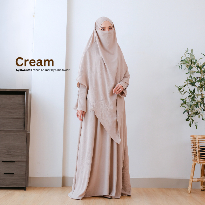 Jual Salwa Set French Khimar | Abaya Syari Gamis Set Umroh Haji by Umnawear | Shopee Indonesia