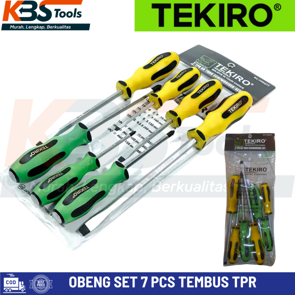 Jual TEKIRO Obeng Set 7 Pcs Tembus TPR Screwdriver Tumbuk Ketok Anti ...