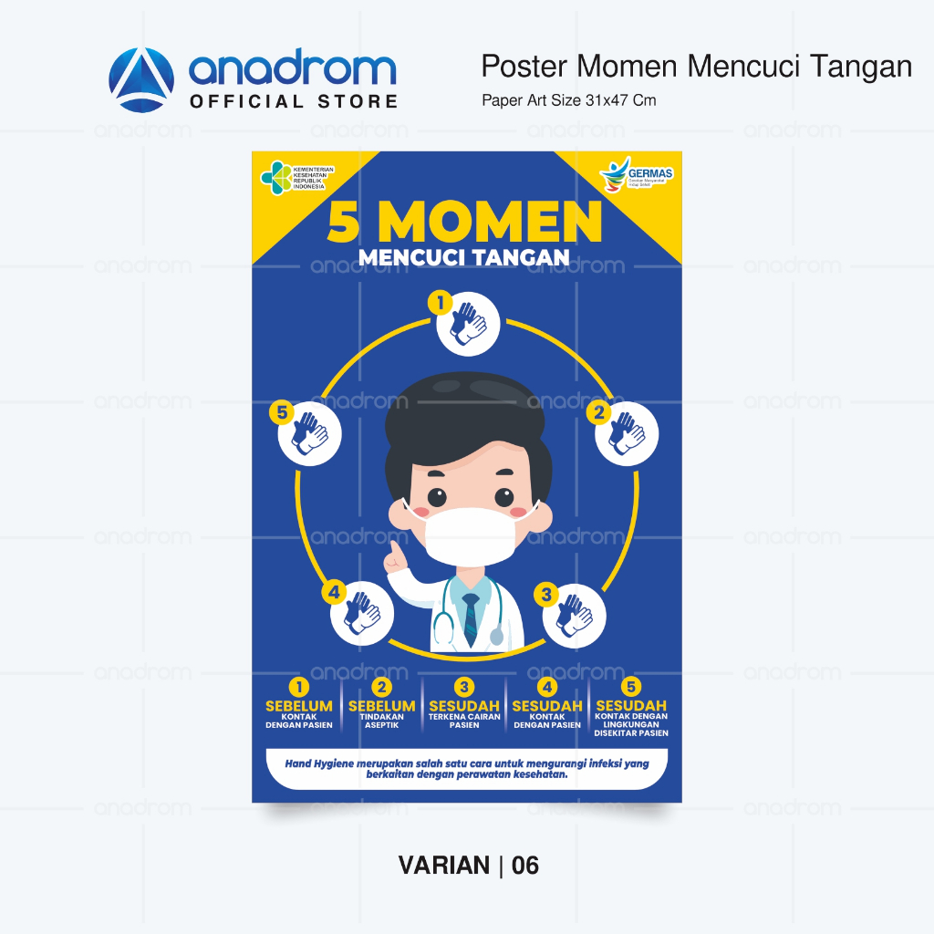 Jual Poster 5 Momen Mencuci Tangan | Poster 5 Momen Untuk Kebersihan ...