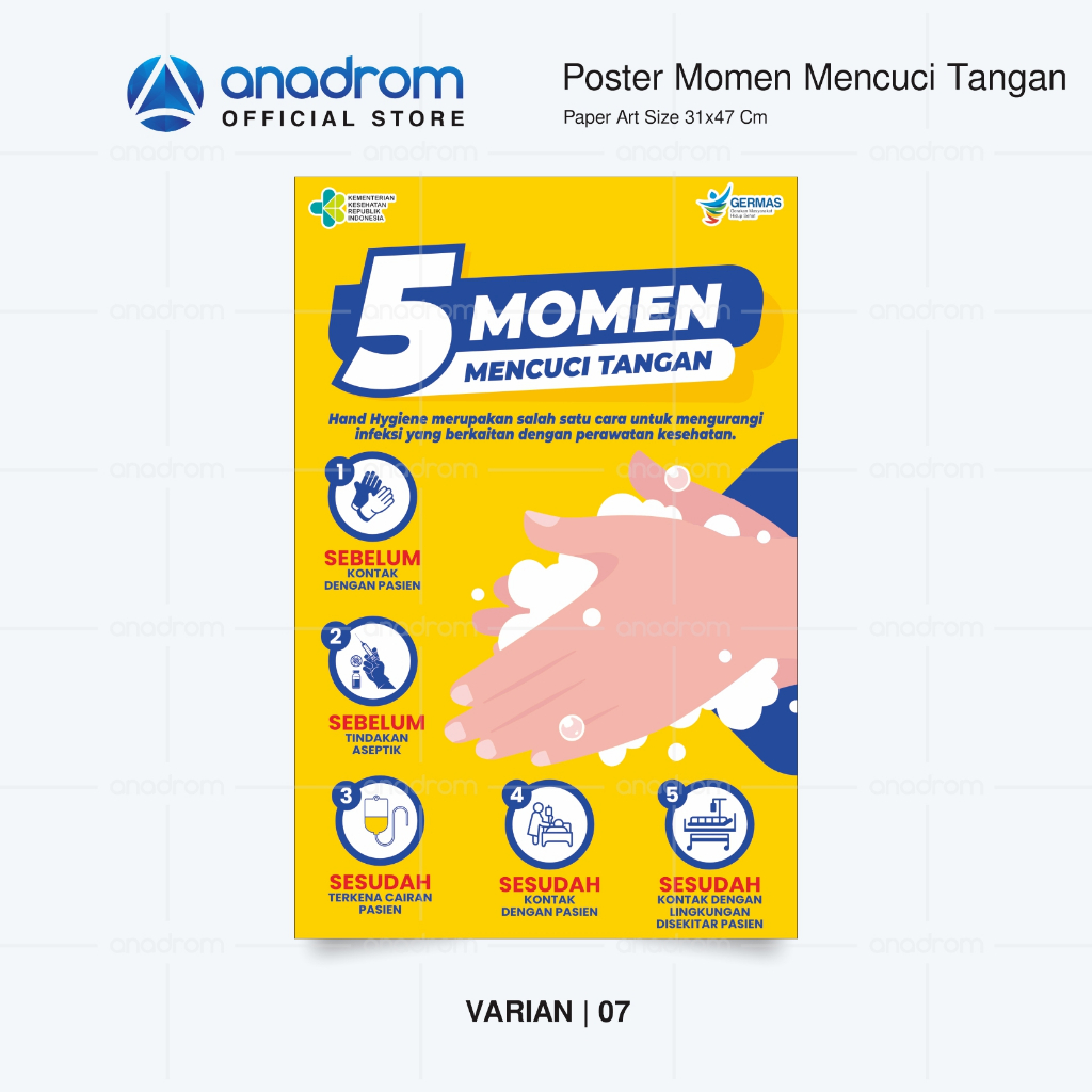 Jual Poster 5 Momen Mencuci Tangan | Poster 5 Momen Untuk Kebersihan ...