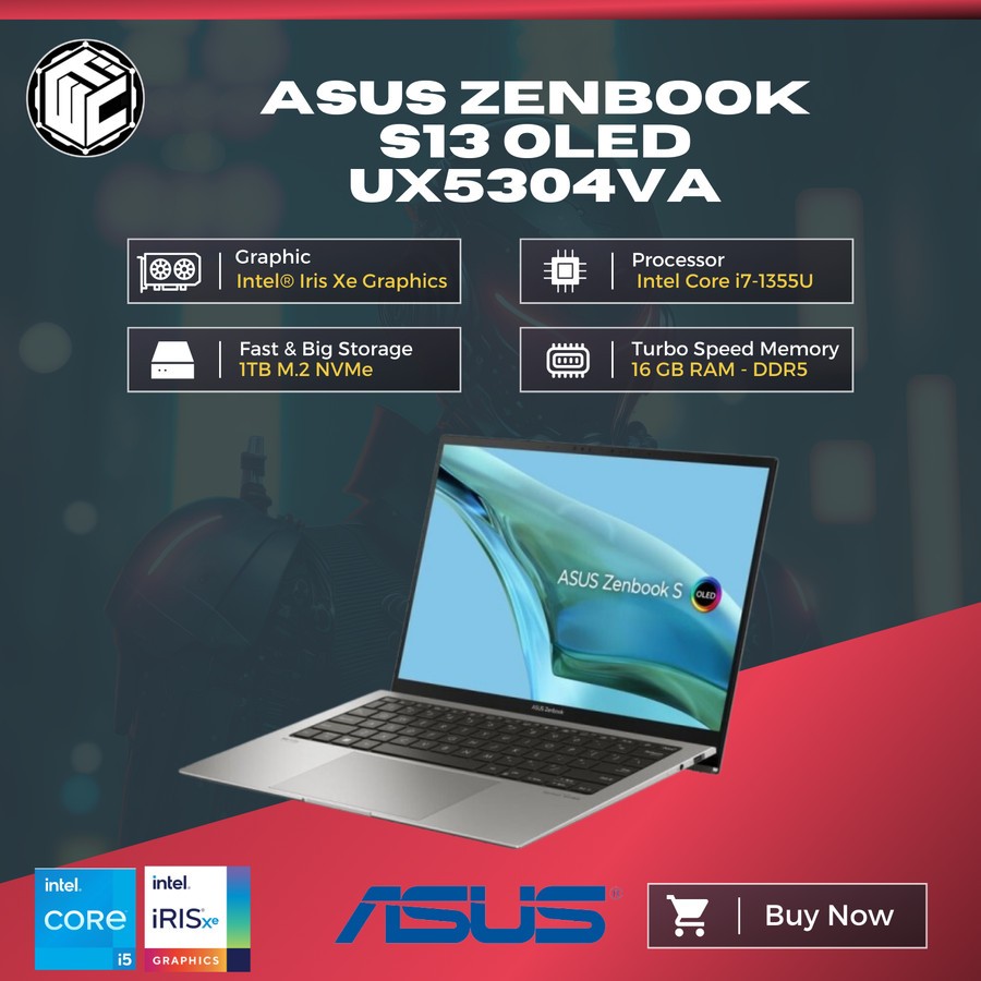 Jual Laptop ASUS ZENBOOK S13 OLED UX5304VA i7-1355U 16GB 1TB 13.3" 2.8K OHS | Shopee Indonesia