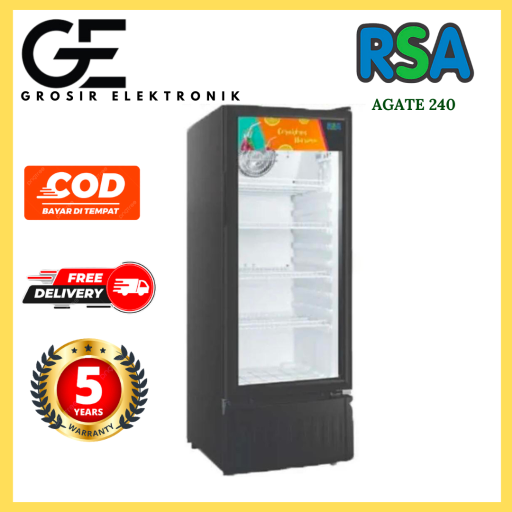 Jual SHOWCASE RSA AGATE-240 / DISPLAY COOLER 4 Rak Kapasitas 222 Liter ...