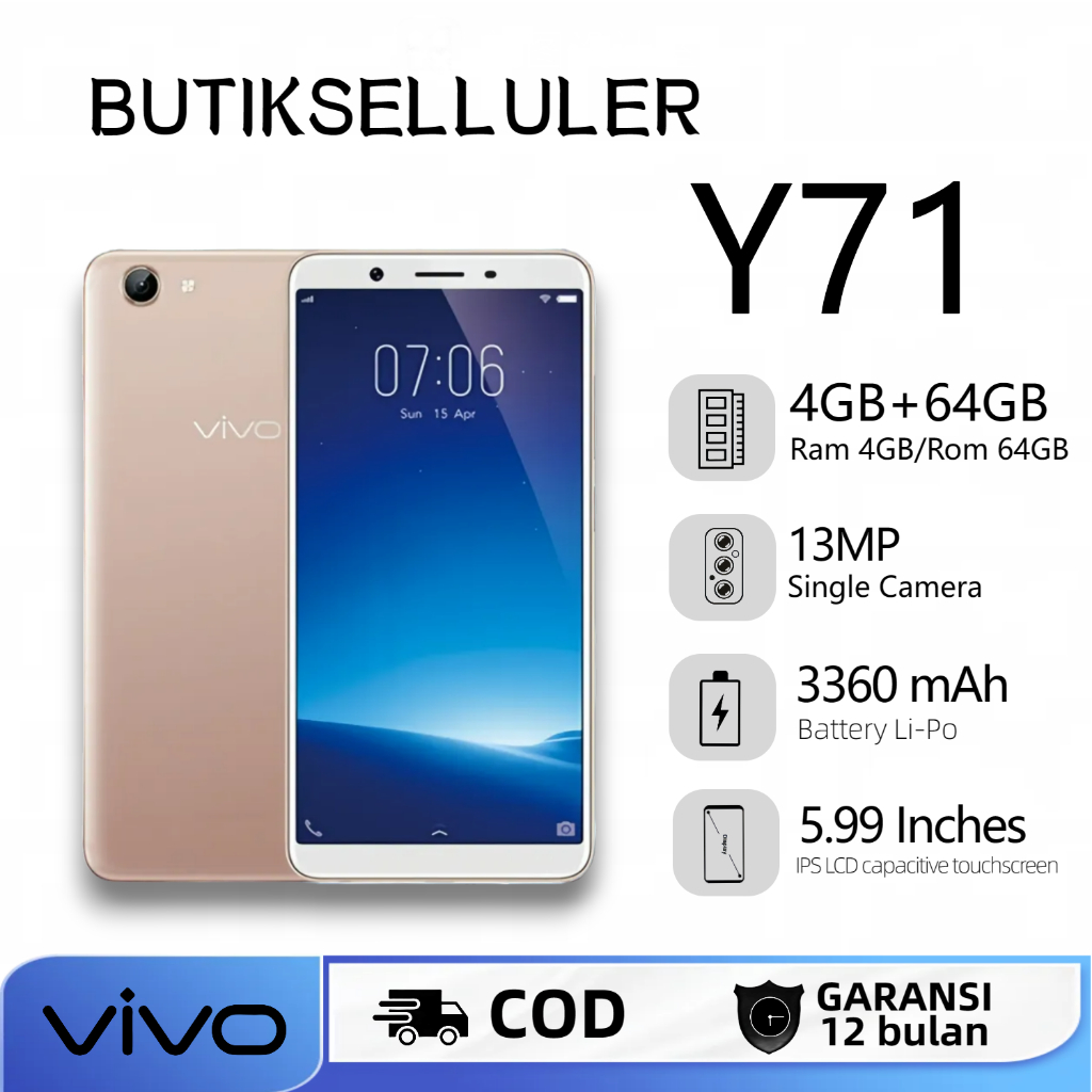 Jual HP VIVO Y71 4-64gb fullset garansi toko 1 tahun android smartphone ...
