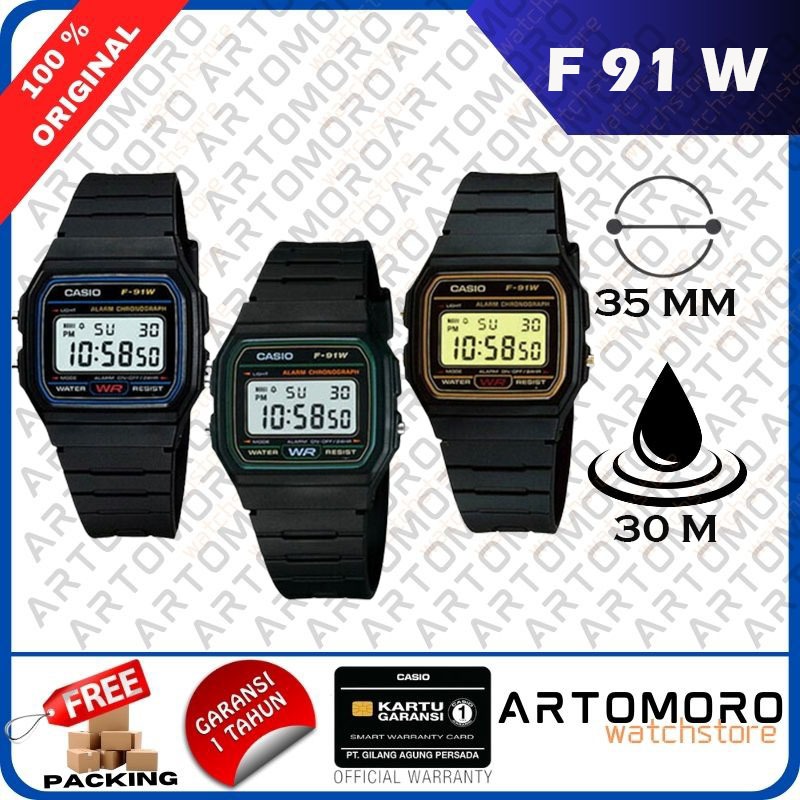 Jual Casio Original F-91W-1D / F-91W-3D / F91W-1DG / F91WG-9Q Jam Tangan Pria Digital Karet ...