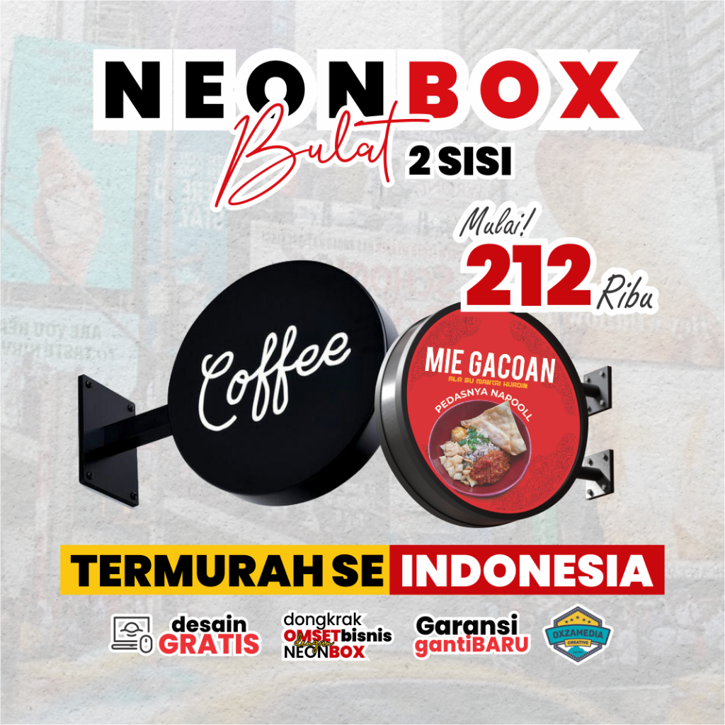 Jual NEON BOX BULAT DUA SISI 2 SISI TERMURAH UKURAN 25 - 60 CM [TINGGAL ...