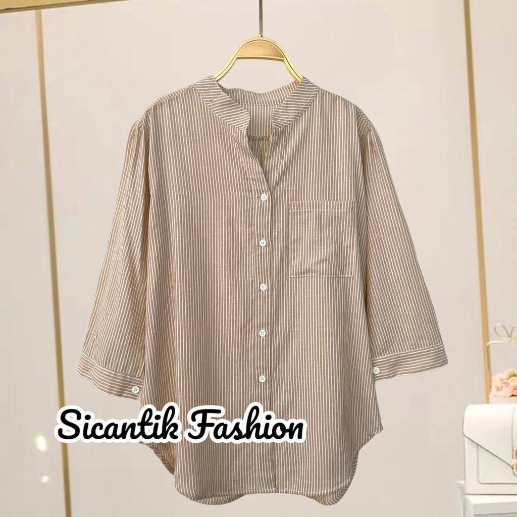 Jual ATASAN SALUR WANITA / KEMEJA STRIP FASHION CEWEK / SALUR KOREAN STYLE / ATASAN CEWEK ...