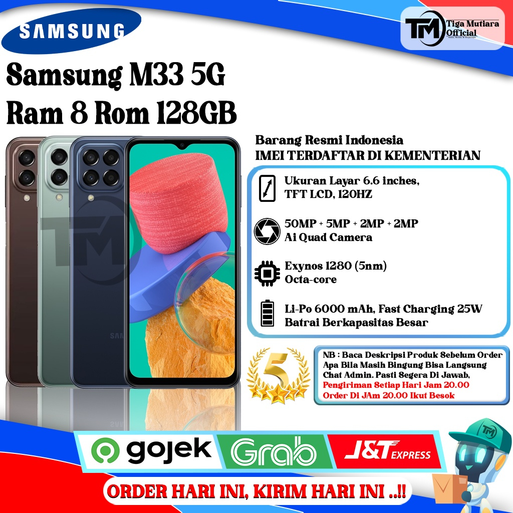 Jual Samsung M33 5G Ram 6GB | 8GB Rom 128GB Segel Original & Bergaransi Resmi | Shopee Indonesia