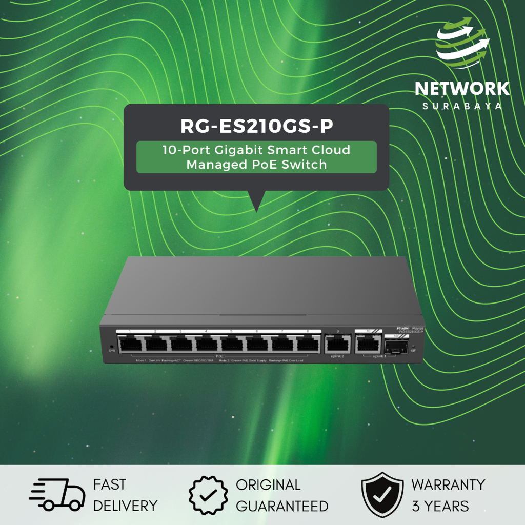 Jual RG-ES210GS-P RUIJIE REYEE 10 PORT GIGABIT CLOUD MANAGED POE SWITCH ...