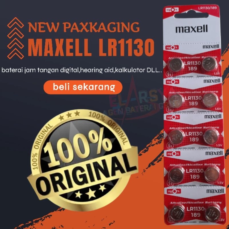 Jual Baterai Maxell LR1130 AG10 Original Batrai Alkaline Battery Batre LR1130 1,5 Volt | Shopee ...