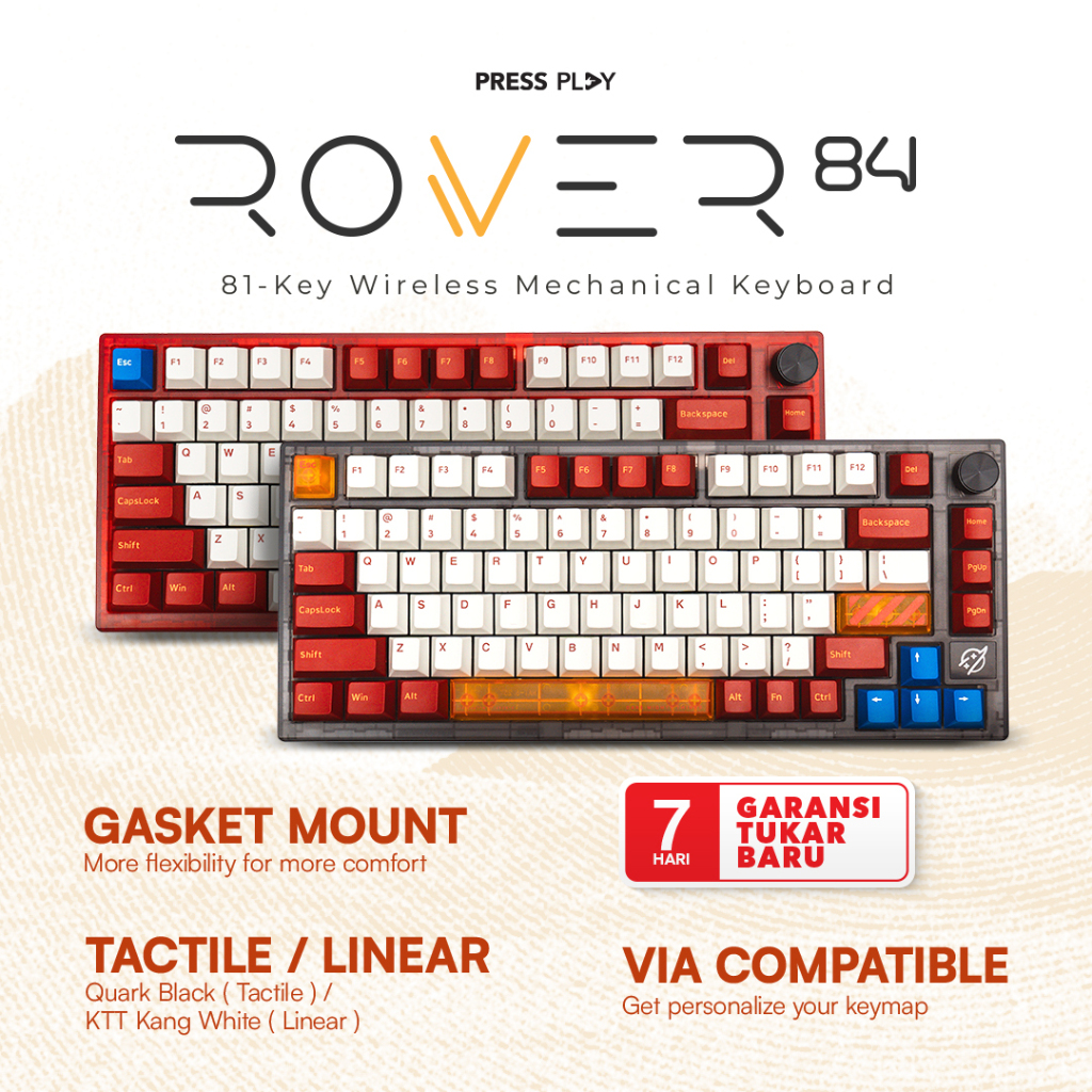 Jual ROVER84 75% Wireless Mechanical Keyboard by Press Play | Shopee ...