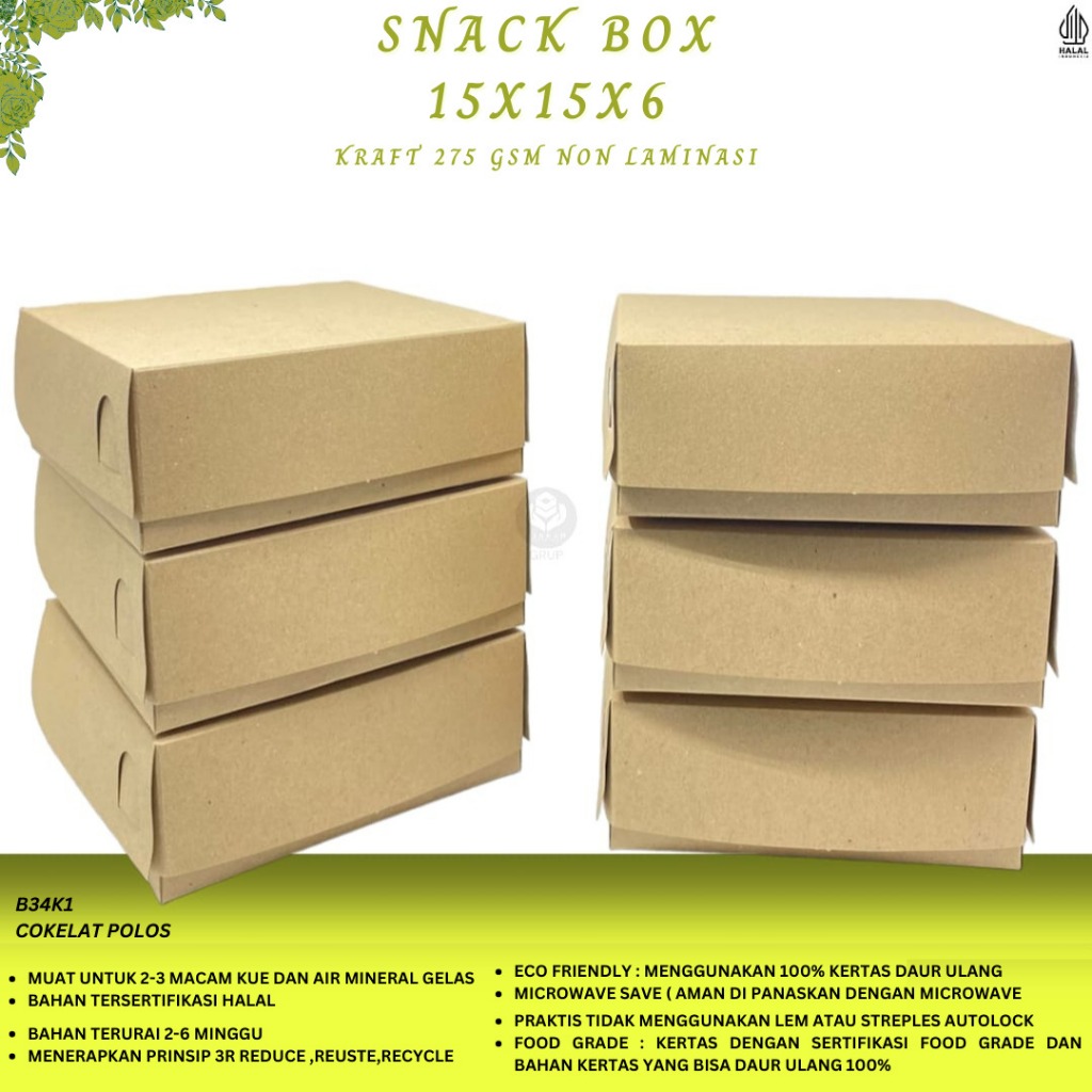 Jual Box Snack Dus Snack Snack Box 15x15x6 (B34K1-15X15X6 Cm) | Shopee ...