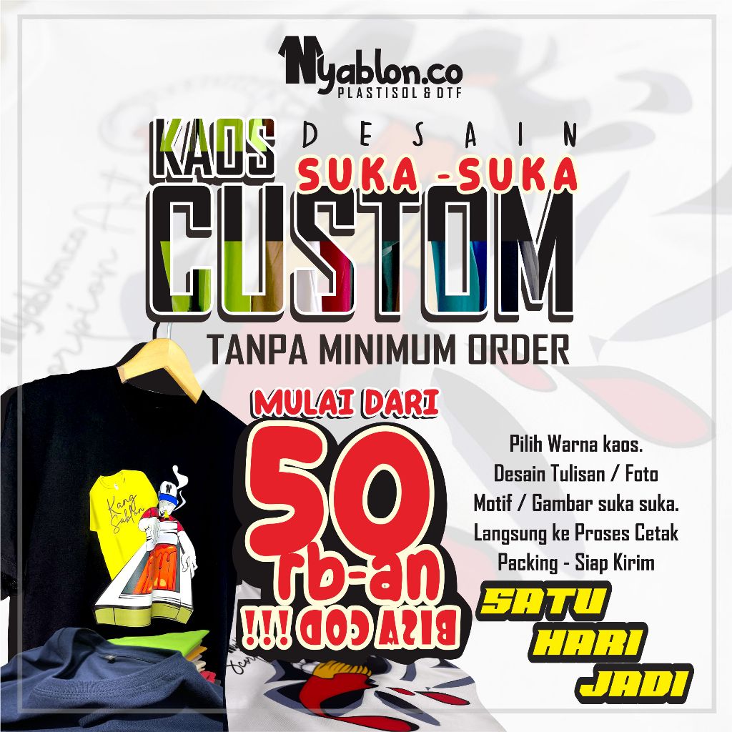 Jual KAOS CUSTOM, sablon DTF dan PLASTISOL | Shopee Indonesia