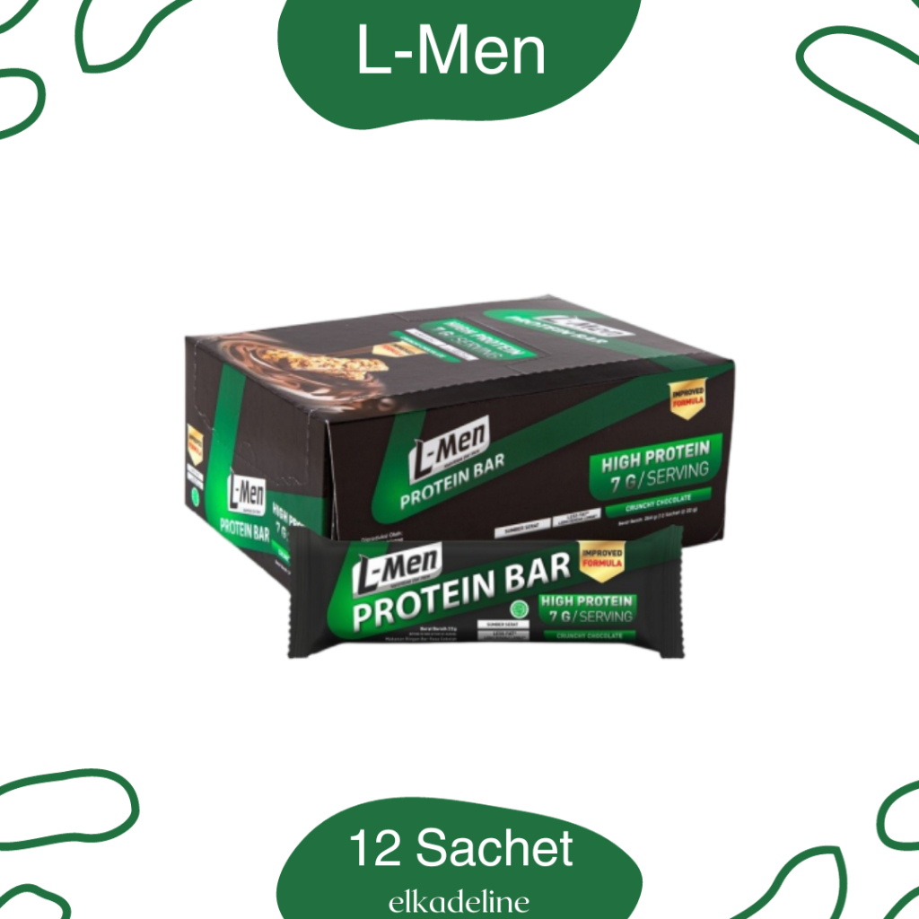 Jual L-Men Protein Bar Crunchy Chocolate 12 Sachet (7g protein/sch ...
