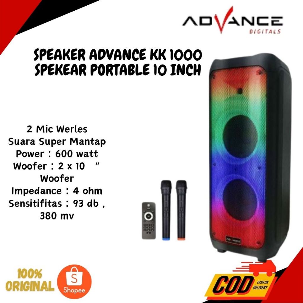 Jual SPEAKER ADVANCE KK 1000 SPEKEAR PORTABLE 10 INCH | Shopee Indonesia