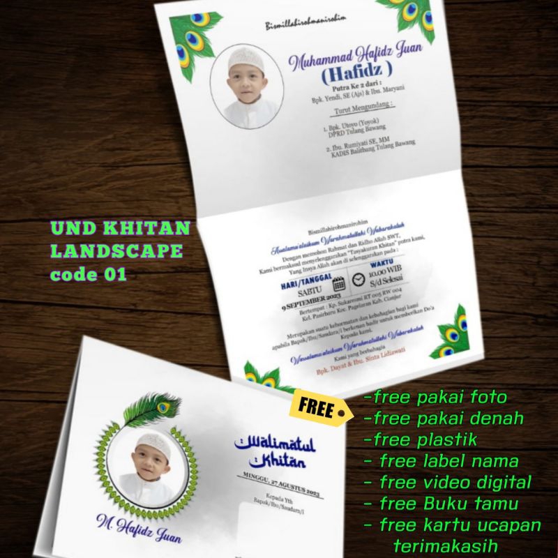 Jual Undangan khitan khitanan bagus simpel landscape min order 50pcs ...