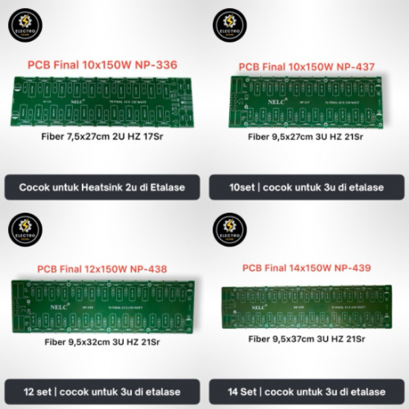 Jual PCB Final 2u 3u Toshiba Fiber isi 10 ; 12 ; 14 set | pcb final nelc cocok untuk heatsink 3u ...