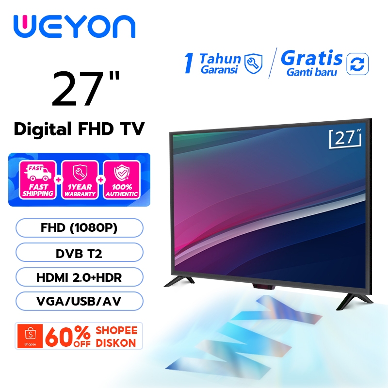 Jual Weyon 27 Inch TV LED Digital FHD Televisi LED 27 Inch TV Murah DVB ...