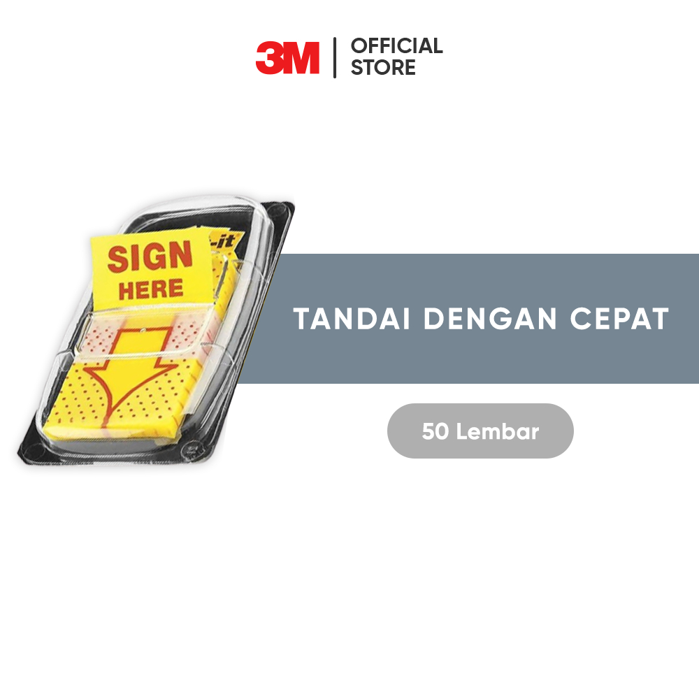 Jual 3M™ Post-it® Sign Here, 680-9, Menempel kuat, 50 lembar, 1x1.7 inci, Untuk menandai dengan ...