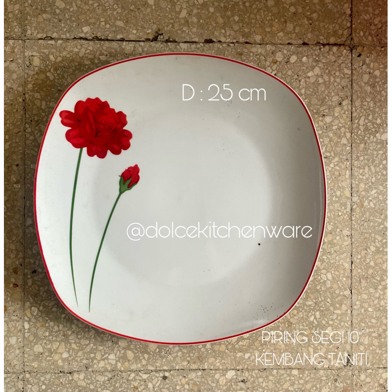 Jual Piring Makan Segi Omega 10,5" Kembang Taniti Keramik Vintage ...