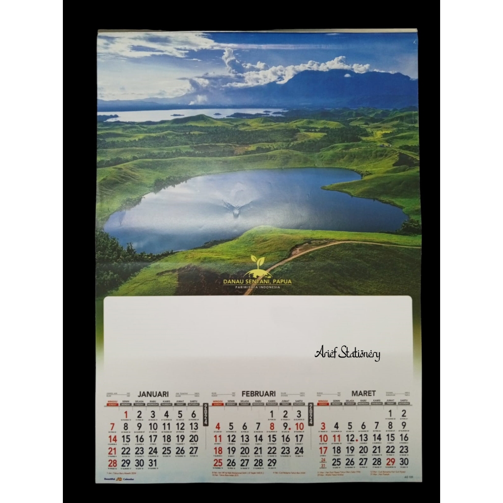 Jual Kalender dinding triwulan 2024 motif pemandangan alam indonesia ...