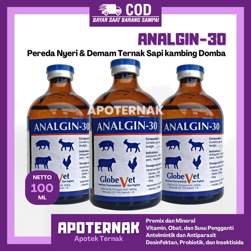 Jual ANALGIN 30 100ml - Obat Pereda Nyeri dan Demam Ternak Sapi kambing ...
