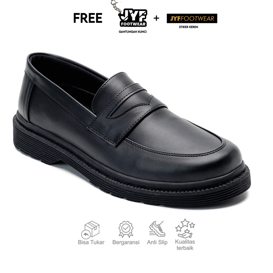 Jual Hemat Banget JYF - High Black Sepatu Loafers Pria Formal Kantor ...