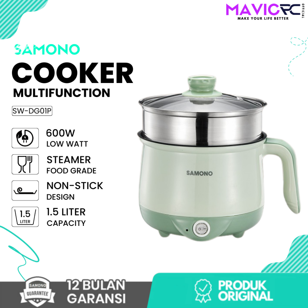 Jual SAMONO SW-DG01P Cooker Panci Listrik 1,5 Liter Fry Pan Teflon ...