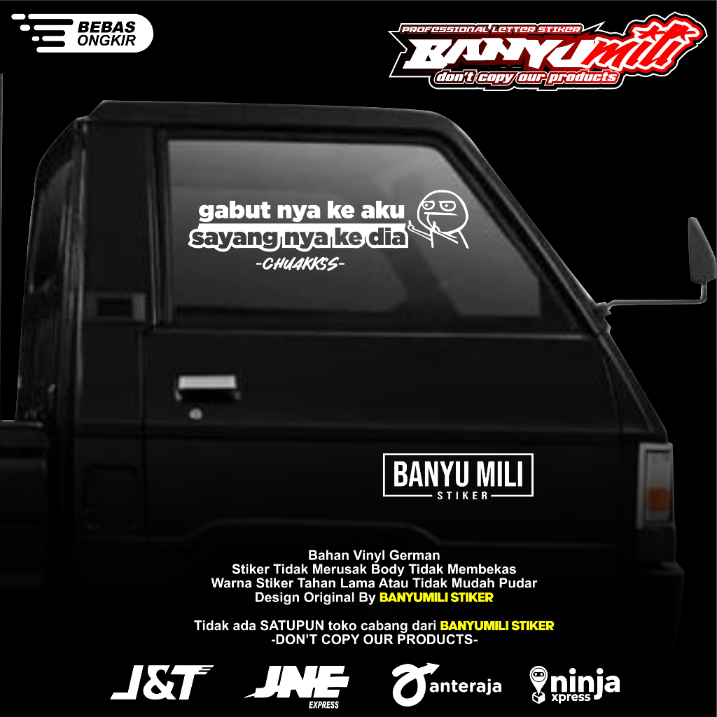 Jual 1384 Stiker kaca gabutnya ke aku cutting variasi kaca mobil pickup ...