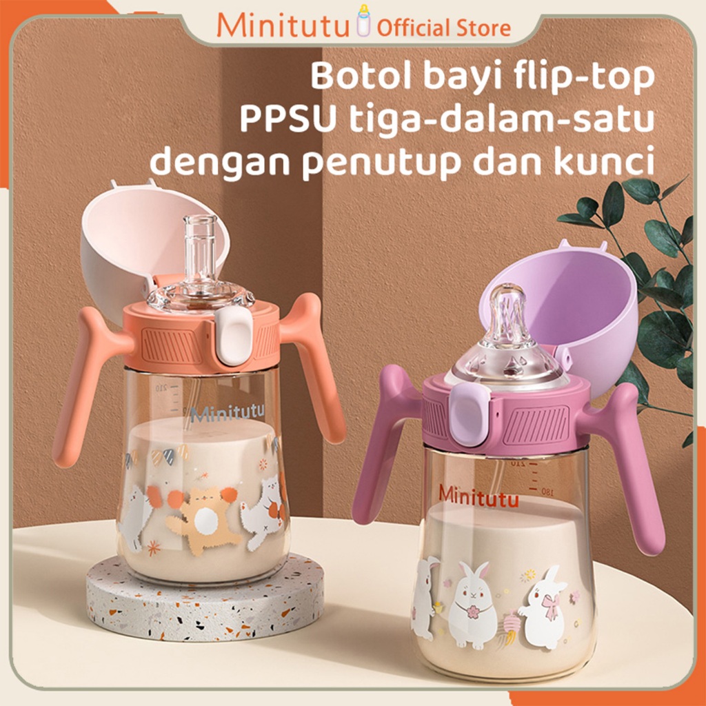 Jual Minitutu Botol Susu bayi bahan PP/PPSU with 360° gravitasi bola tahan suhu tinggi 180℃ anti ...