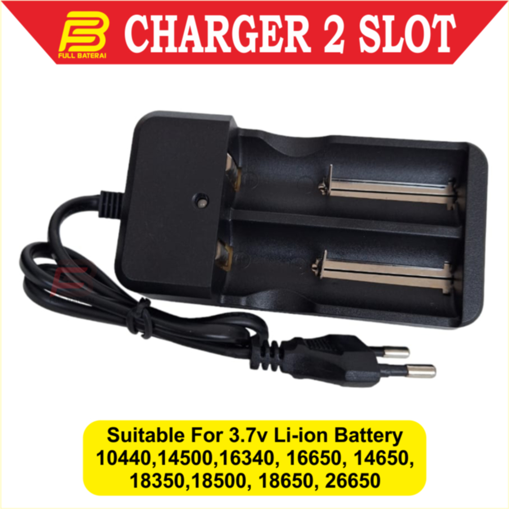 Jual Charger / Casan Baterai Lithium 18650, 18500, 14500, 16340 2 Slot ...