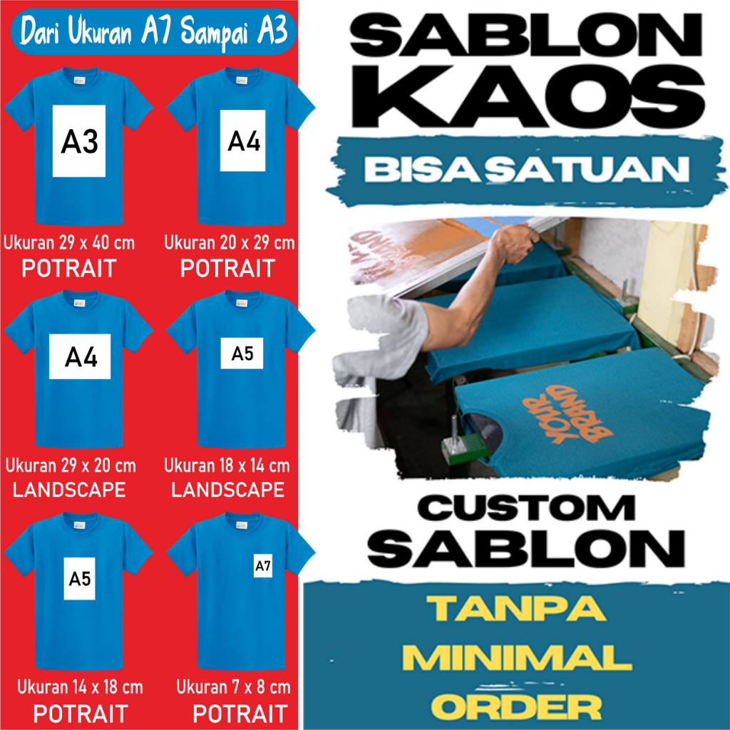 Jual Sablon Setrika DTF Satuan Custom Gambar dan Ukuran A3 A4 A5 A6 A7 Print Untuk Kaos Baju Tas ...