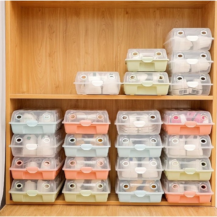 Jual Box sepatu plastik Kotak tempat Penyimpanan Sepatu Transparan ...
