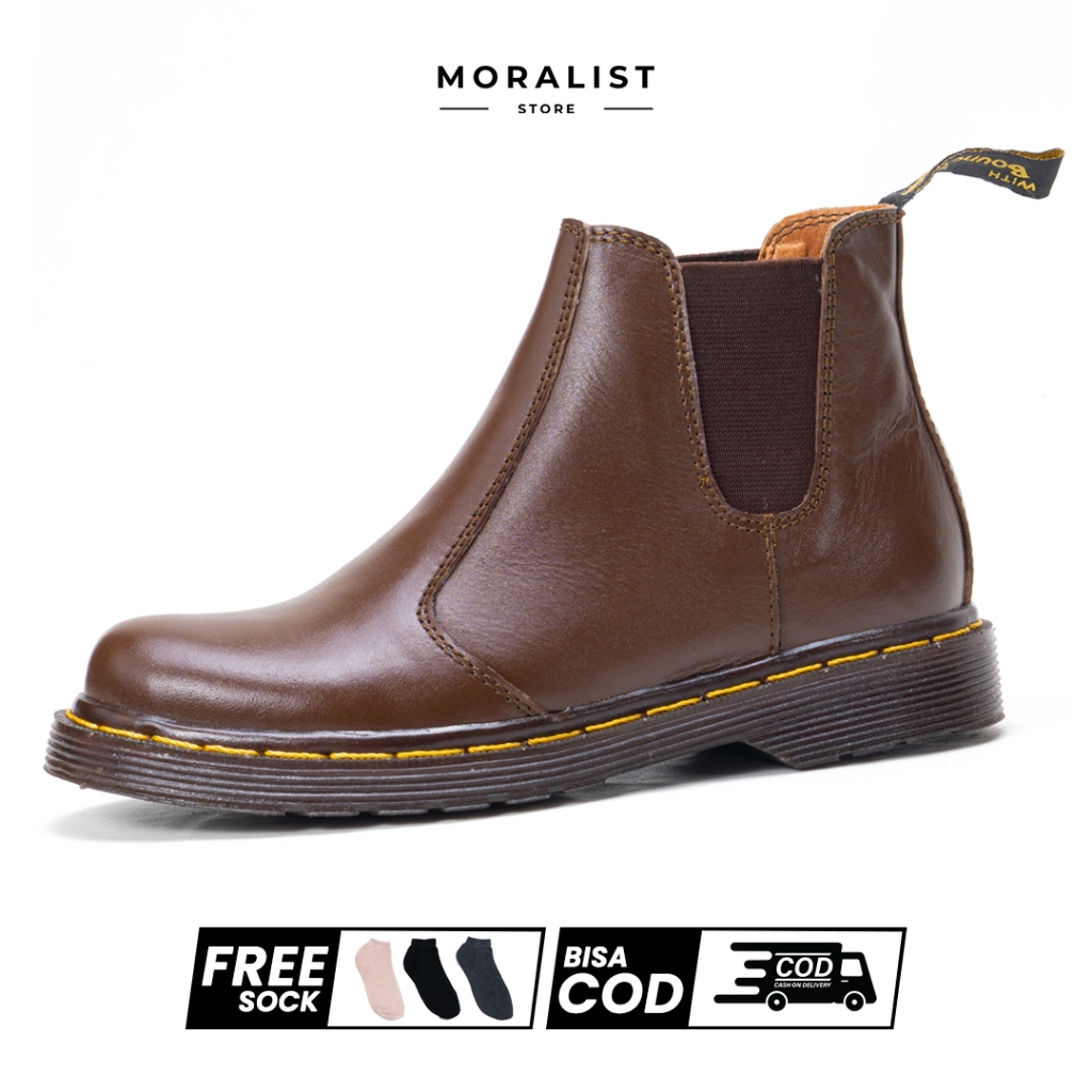 Jual Sepatu Boot Pria Original Kulit Asli Chelsea Boots Outsole Karet ...
