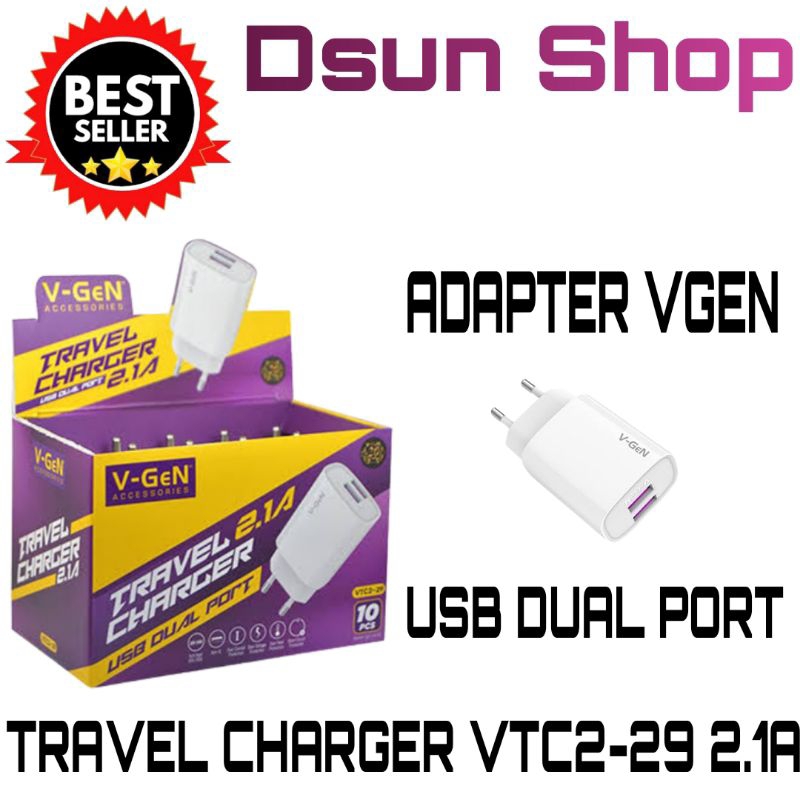 Jual Adaptor Charger V-GeN VTC2-29 2.1A Travel Charger VGEN | Shopee ...